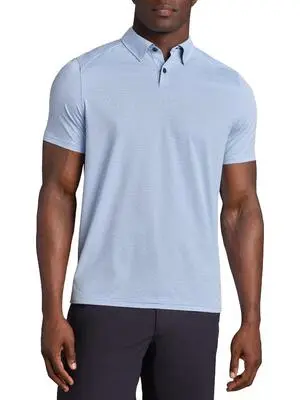 RHONE Commuter Slim Fit Performance Polo - Blue Sky Micro Grid