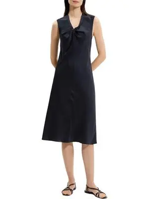 Theory Twist Scoop Satin Dress - Nocturne Navy