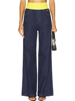 MSGM Waistband Wide Leg Jean - Blue
