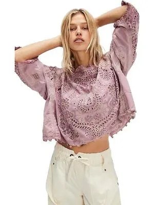 MAGNOLIA PEARL Magnolia Pearl Eyelet Adelise Blouse Pink