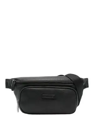 PIQUADRO Logo-plaque Leather Belt Bag - Black