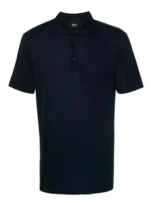 BOSS Logo-embroidered Polo Shirt - Blue