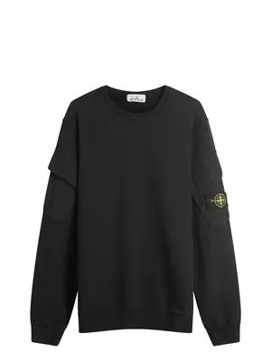 Stone Island Brushed Fleece Cargo Pocket Sweatshirt - Black