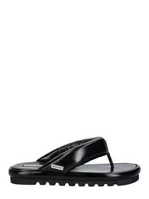 NAKED WOLFE Hilary Padded Leather Thong Slides - Black