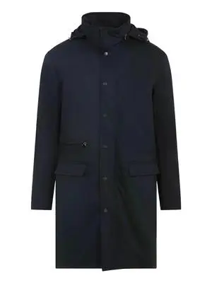 Kiton Button-up Hooded Coat - Blue