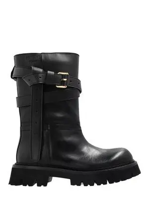 Moschino Buckle-strap Boots - Black