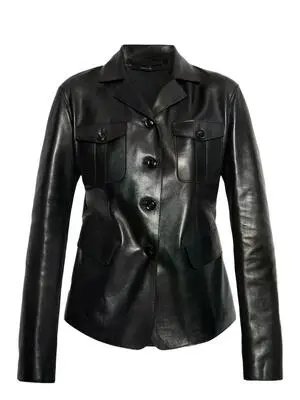 TOM FORD Flap-pocket Leather Jacket - Black