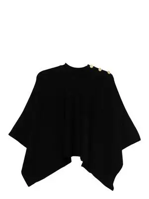Karl Lagerfeld Ribbed Button-fastening Poncho - Black