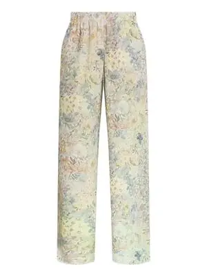 GOLDEN GOOSE Floral-print Elastic-waist Trousers - Neutrals