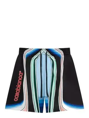 Casablanca Graphic Mountain Silk Shorts - Black