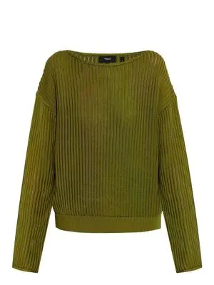 Theory Ribbed Pima Cotton Sweater - Green