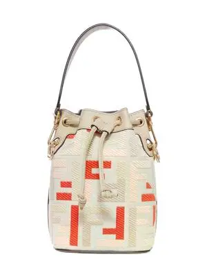 Fendi Mini Mon Tresor Ff-jacquard Bucket Bag - Neutrals