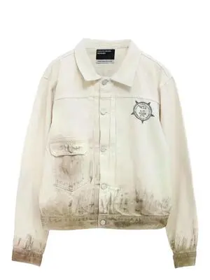 Enfants Riches Déprimés Type Viii Graphic-print Distressed Denim Jacket - Neutrals