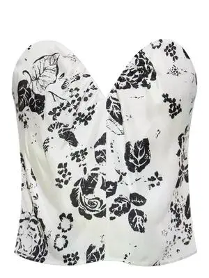 Max Mara Floral-print Bustier Top - White