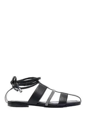 Fabiana Filippi Cut-out Leather Flat Sandals - Black