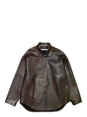 Acne Studios Leather Shirt Jacket - Bbi-red/black