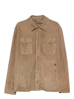 Canali Suede Buttoned Jacket - Neutrals
