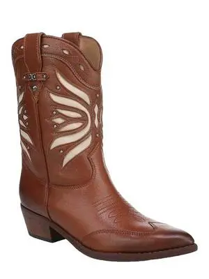 Sam Edelman Rylin Western Boot - Luxe Brown/cream
