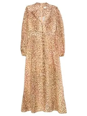 Zimmermann Leopard-print Button-front Midi Dress - Neutrals
