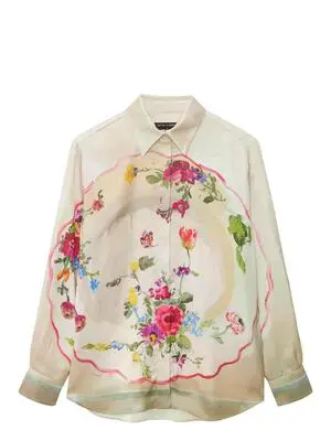 MSGM Floral-print Long-sleeve Shirt - Neutrals
