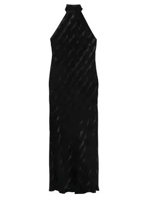 Rixo Maura Halterneck Jacquard Dress - Black