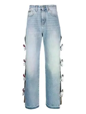 Gcds Hello Kitty Cut-out Straight Leg Jeans - Blue