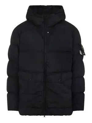 Stone Island Compass-appliqué Padded Jacket - Black