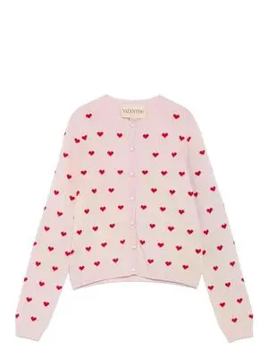 Valentino Garavani Heart-pattern Button Cardigan - Pink