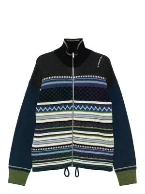 Marni Striped Zip-up Cardigan - Blue