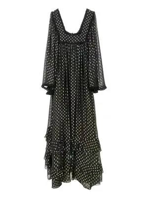 Chloé Polka-dot Ruffled Maxi Dress - Black