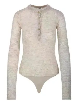 HAIKURE Button-front Long-sleeve Bodysuit - Neutrals