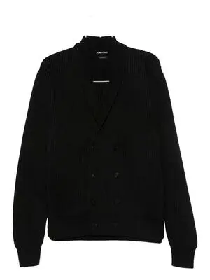 TOM FORD Ribbed-knit Double-breasted Cardigan - Black