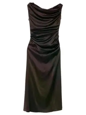 Staud Cowl-neck Draped Dress - Brown