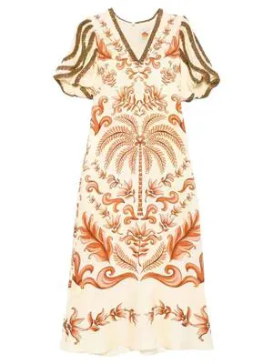 Farm Rio Milani Maxi Dress - Brown