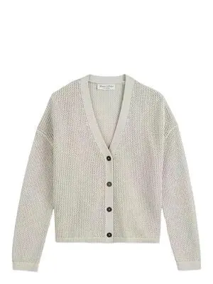 Marc O'polo Ribbed-knit Button-down Cardigan - Grey