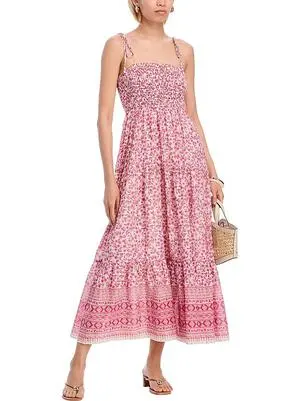 AQUA Border Smocked Maxi Dress - Exclusive