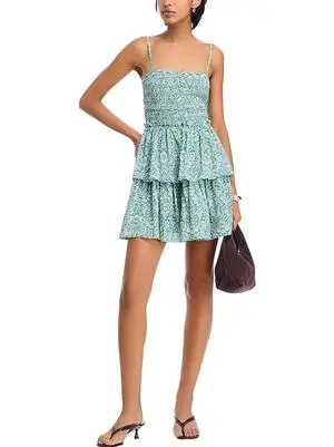 Aqua Paisley Mini Dress - Green/white