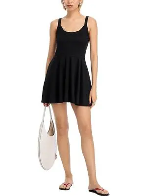 Aqua Jersey Knit Mini Dress - Black