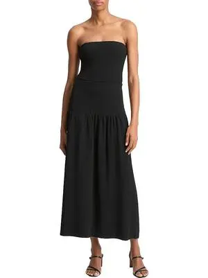Vince Strapless Compact Drop Waist Dress - Black