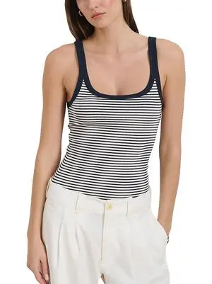 ALEX MILL 365 Ribbed Tank Navy/white