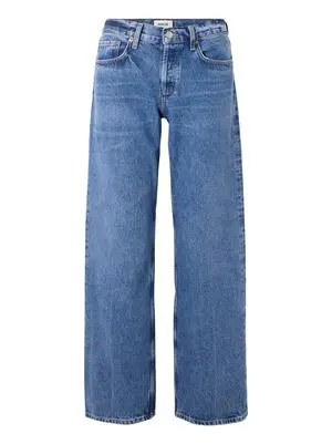 AGOLDE Low-rise Loose Distressed Straight-leg Jeans - Blue