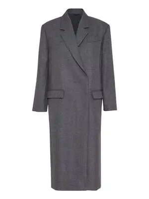 Brunello Cucinelli Virgin Wool Coat With Monili Trim - Grey