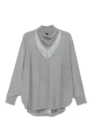 BOSS Fringe-detail Blouse - Grey