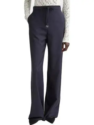Max Mara Berard Virgin Wool Drawstring Pants - Navy