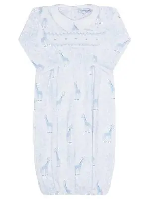 NELLAPIMA Giraffe Print Smocked Baby Gown - Blue