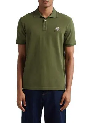 Moncler Logo Patch Cotton Piqué Polo - Deep Forest