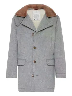 BRUNELLO CUCINELLI Short Cashmere Coat With Faux-Fur Collar