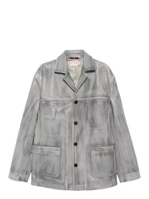 Marni Faded-effect Leather Coat - Grey