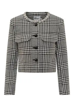 SELF-PORTRAIT Houndstooth Jacket - Black