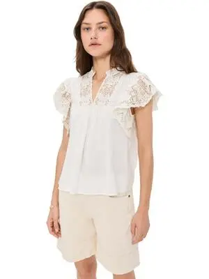 Ulla Johnson Jolie Flutter-sleeve Top - Pristine